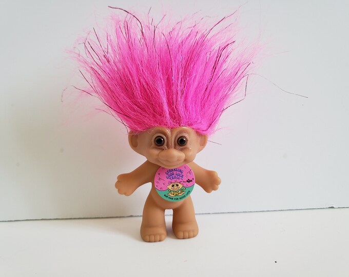 Vintage Russ Good Luck Troll Doll, Sparkling Hair, Pink Hair, Trolls 3 ...