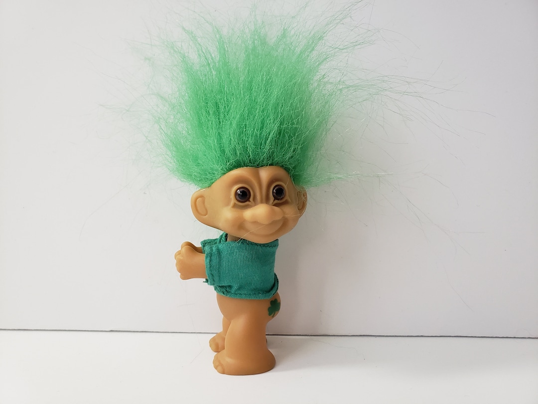 Vintage Russ Troll Doll, St Patricks Day Troll, Green Hair 3" Trolls ...
