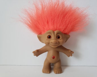 Vintage Ace Novelty Treasure Troll Doll, Purple Hair, Blue Eyes, Purple ...