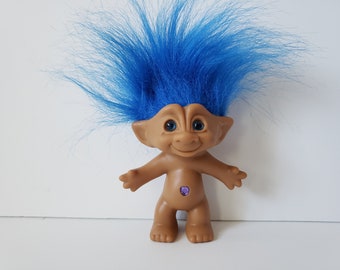 Vintage Ace Novelty Treasure Troll Doll Aqua Blue Hair Teal - Etsy