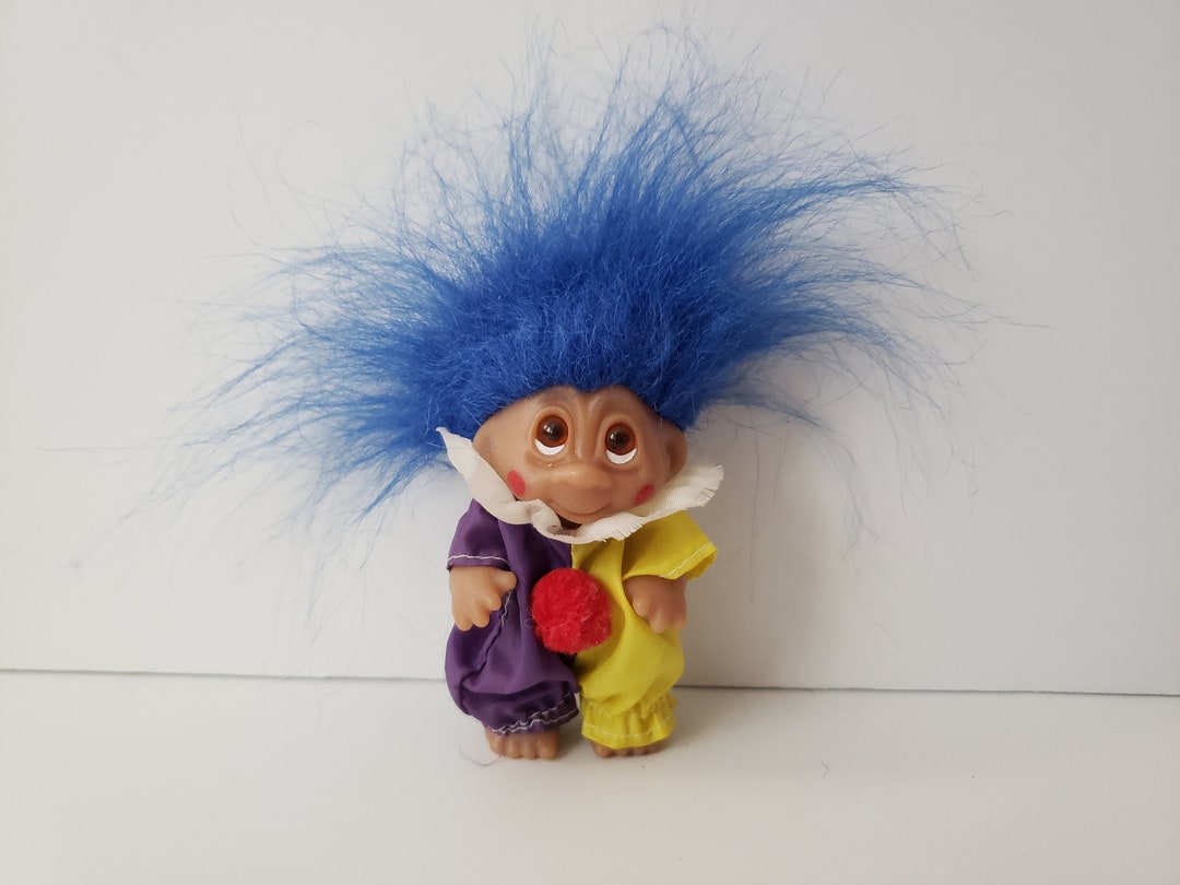 Vintage Dam Troll Doll Clown Blue Hair Trolls 3 - Etsy