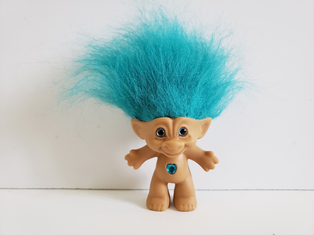 Vintage Ace Novelty Treasure Troll Doll Aqua Blue Hair Teal - Etsy