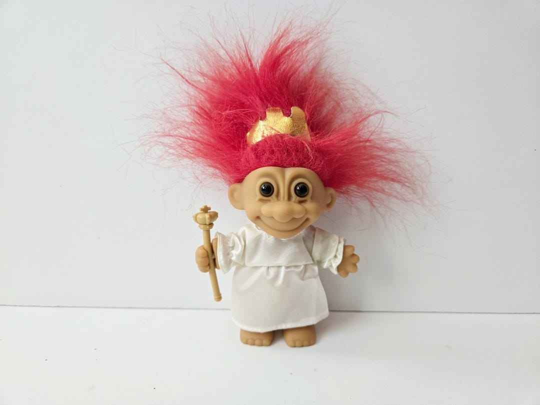 Vintage Russ Troll Doll Queen With Crown Red Hair Trolls 5" - Etsy