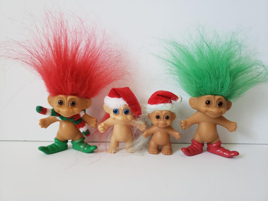 Lot of Vintage Russ Christmas Troll Dolls, Christmas Trolls, Santa ...