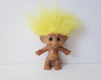 Vintage Ace Novelty Treasure Troll Doll, Yellow Hair, Yellow Diamond ...