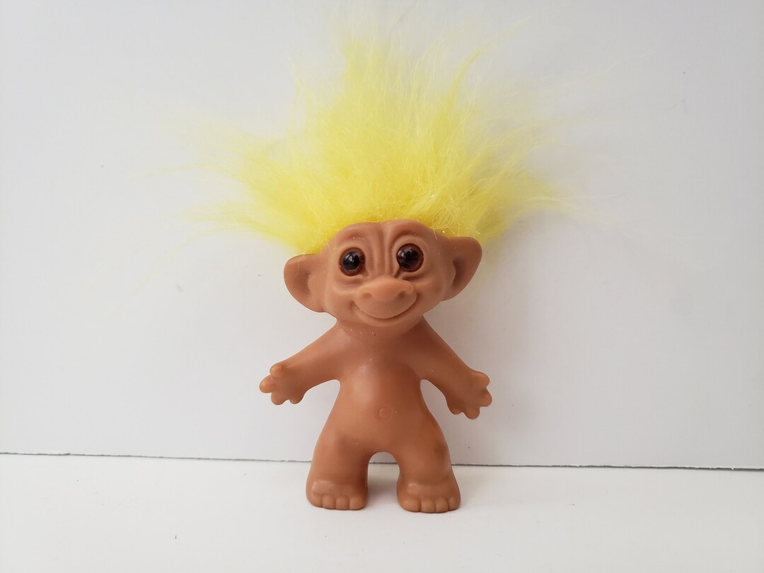 Vintage Wishnik Troll Doll, Uneeda Doll Double Horseshoe Troll, Yellow ...