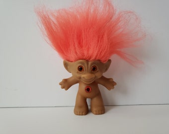 Vintage Ace Novelty Treasure Troll Doll, Red Hair, Red Diamond Jewel ...