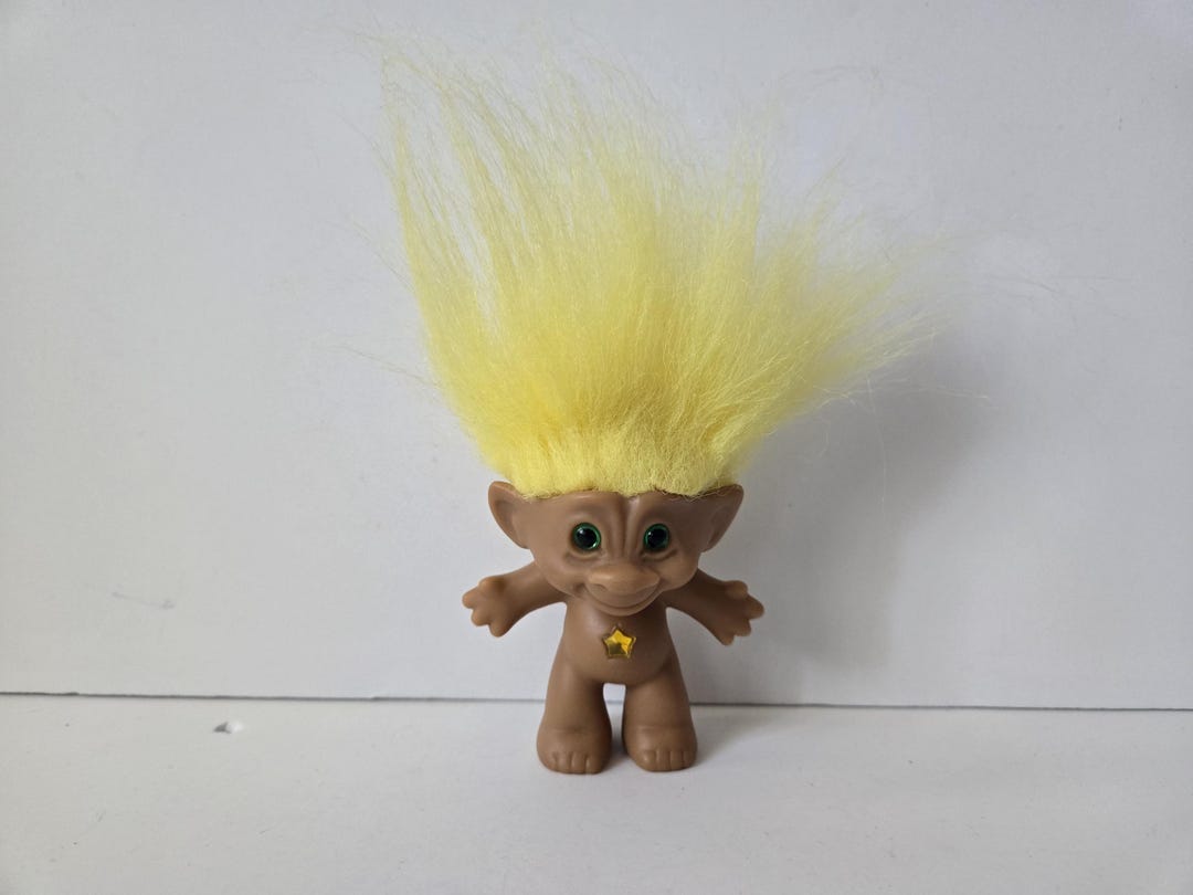 Vintage Ace Novelty Treasure Troll Doll Yellow Hair, Yellow Star Jewel ...