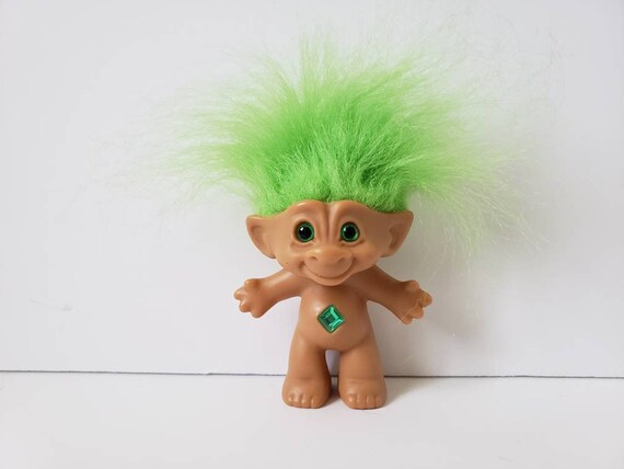 Vintage Ace Novelty Treasure Troll Doll Green Hair Green - Etsy
