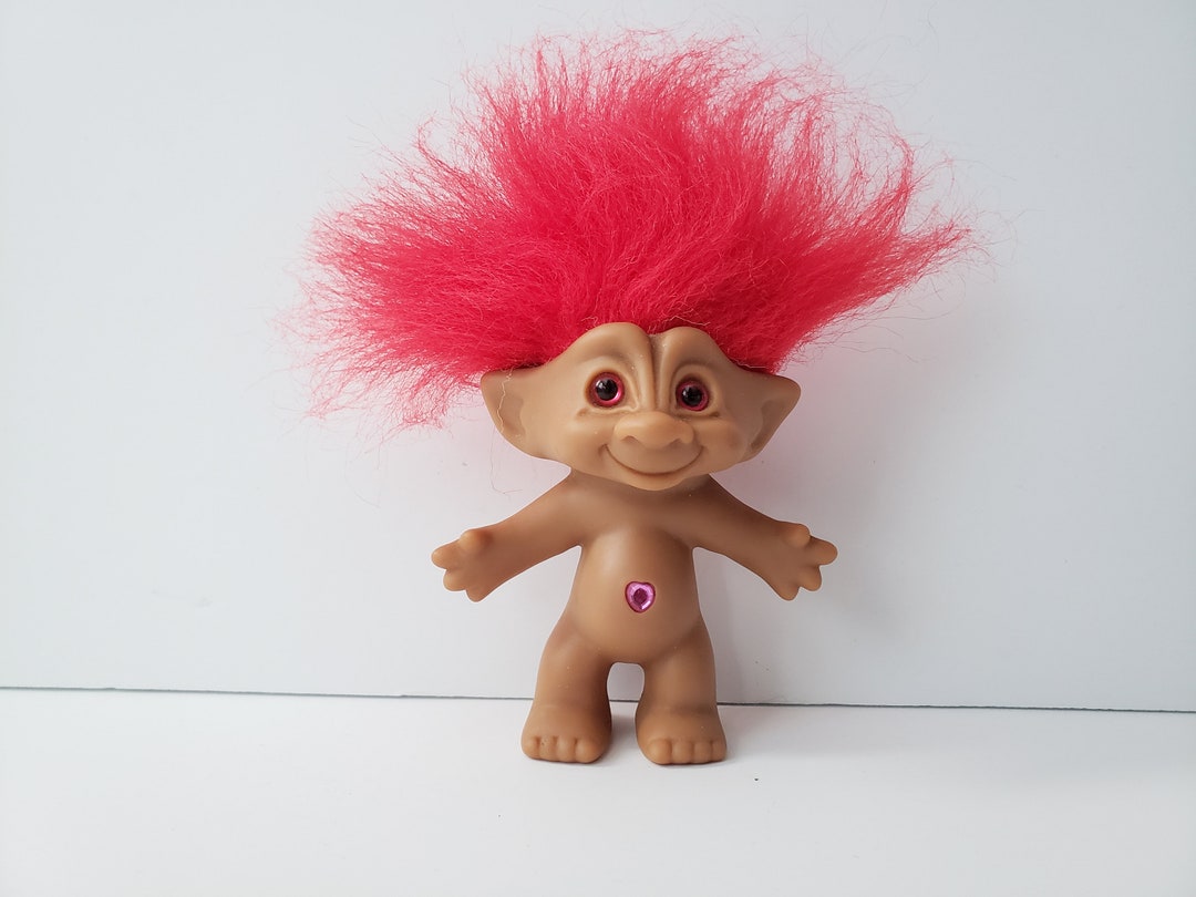 Vintage Ace Novelty Treasure Troll Doll Red Hair Pink Heart - Etsy