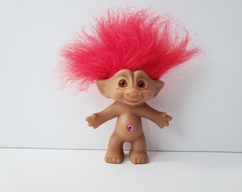 Vintage Ace Novelty Treasure Troll Doll, Purple Hair, Purple Circle ...