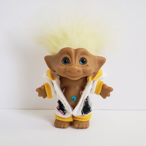 Vintage Ace Novelty Treasure Troll Doll Yellow Hair Blue - Etsy