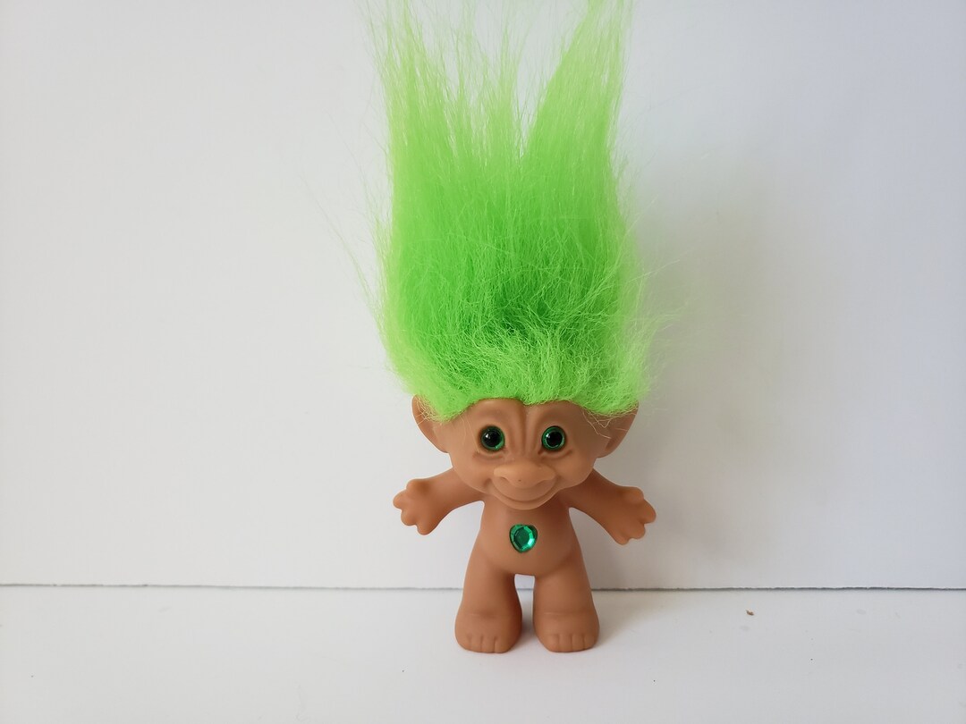Vintage Ace Novelty Treasure Troll Doll Green Hair Green - Etsy