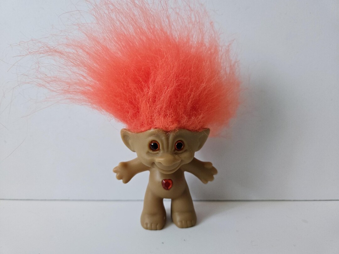 Vintage Ace Novelty Treasure Troll Doll, Orange Hair, Orange Heart ...