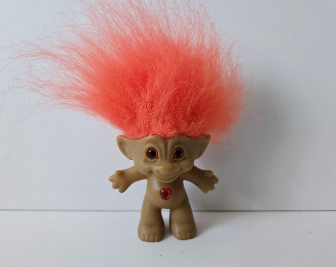 Vintage Ace Novelty Treasure Troll Doll, Orange Hair, Orange Heart ...