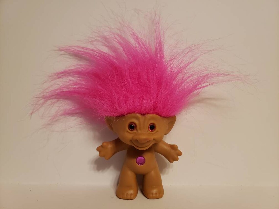 Vintage Ace Novelty Treasure Troll Doll Pink Hair Pink | Etsy