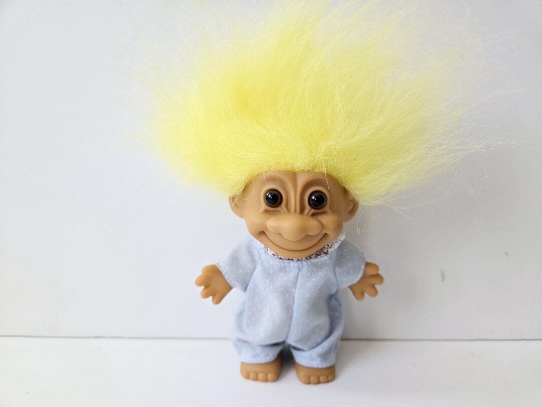 Vintage Russ Troll Doll, Pajama Troll, Yellow Hair, 5" Trolls, Troll in ...