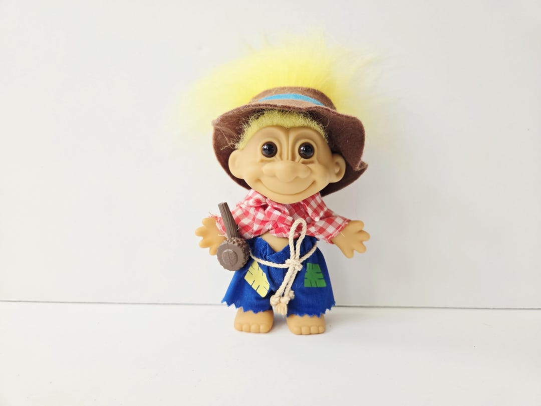 Vintage Russ Troll Doll Farmer, Yellow Hair Trolls 5" - Etsy