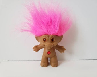 Vintage Ace Novelty Treasure Troll Doll Pink Hair Pink - Etsy