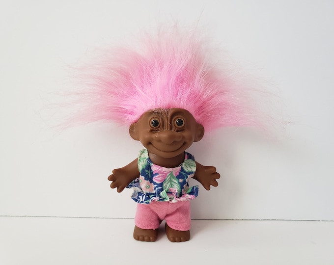 Vintage Troll Doll, Black African American Russ Troll, Troll Girl With ...