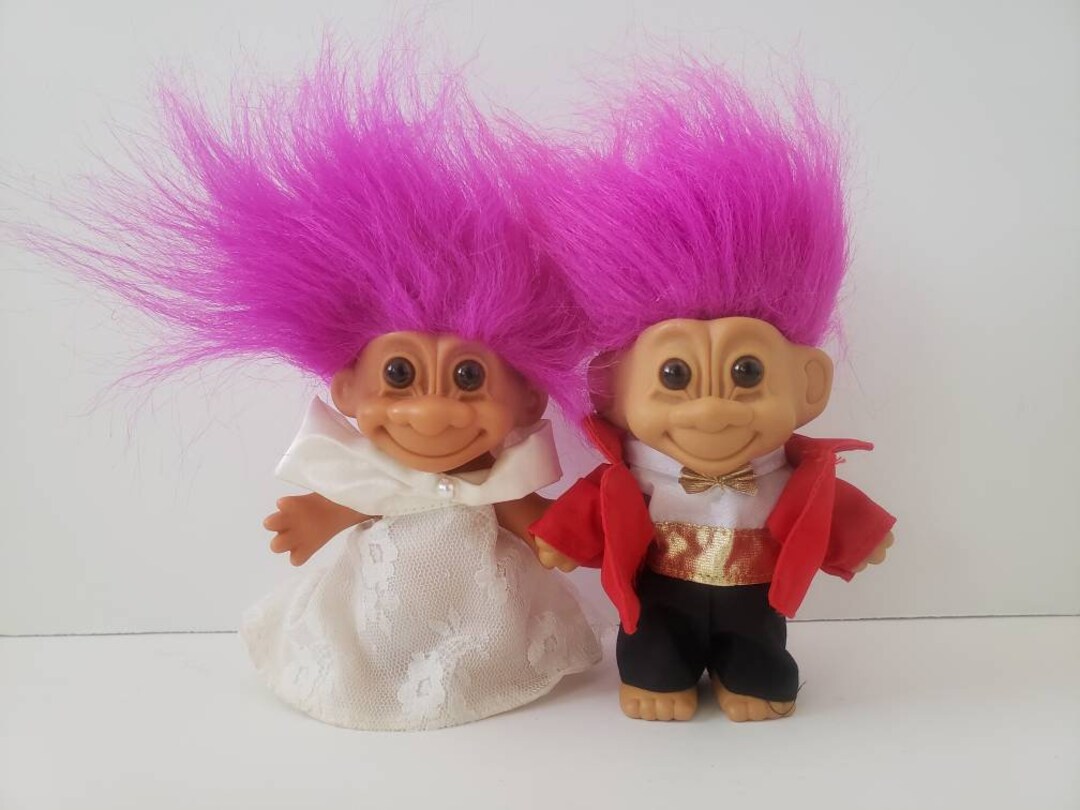 Vintage Russ Troll Dolls Bride and Groom Wedding Trolls Purple - Etsy