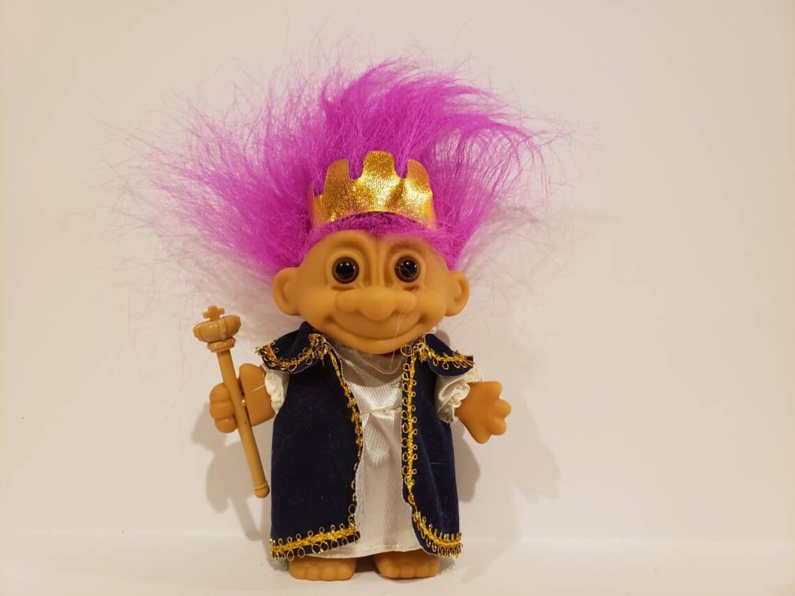 Vintage Russ Troll Doll King With Crown Purple Hair Trolls - Etsy