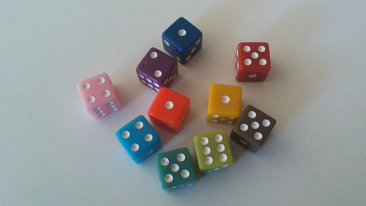 Set of 10 Rainbow Colored Dice Standard 16mm Transparent | Etsy Australia
