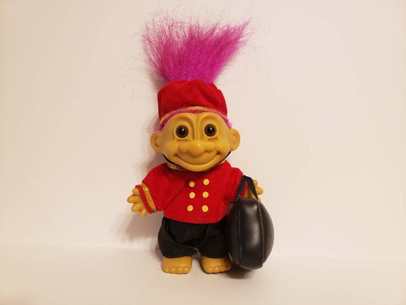 Vintage Russ Troll Doll Bellhop Bellboy With Luggage Purple | Etsy