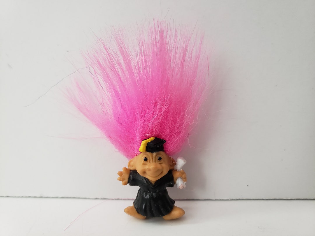 Vintage Russ Troll Doll Graduation Graduate, Pink Hair, Mini 1" Trolls ...