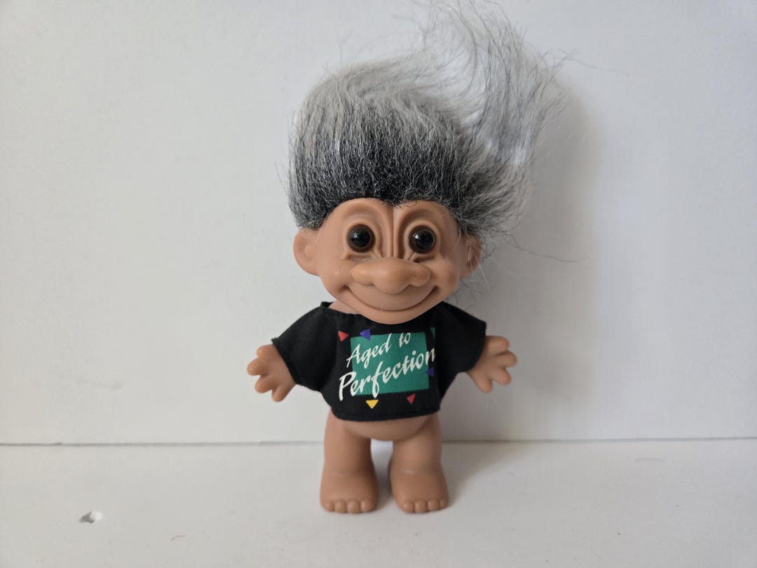 Vintage Russ Troll Doll, Gray Hair, 5" Trolls, Over the Hill Gift, Old ...