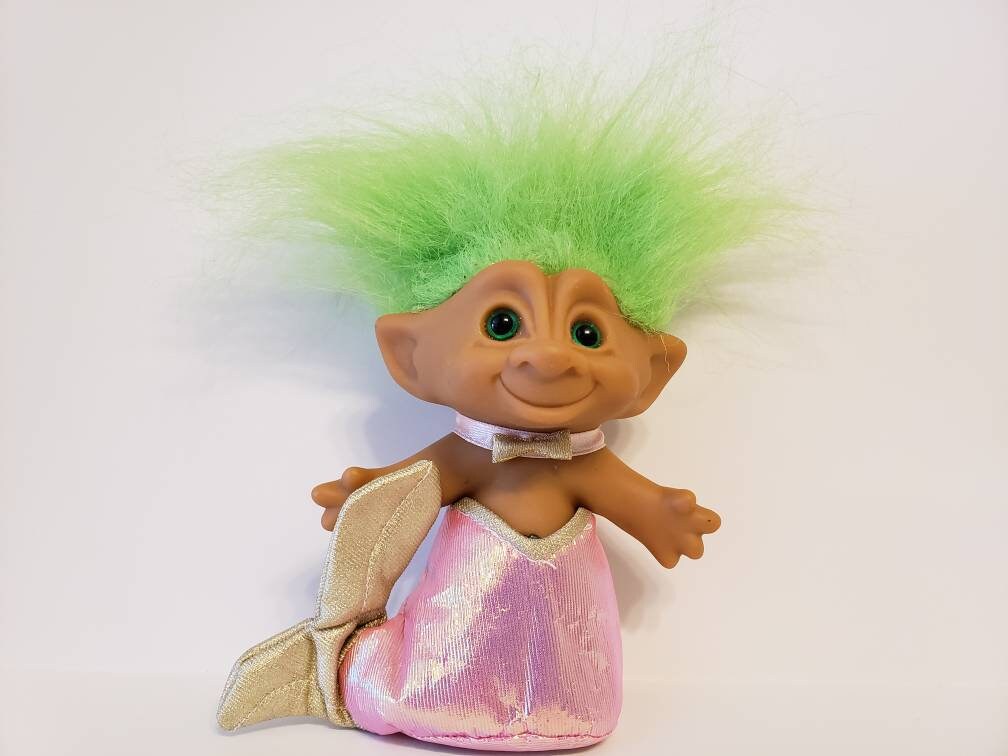 Vintage Ace Novelty Treasure Troll Doll Mermaid Green Hair | Etsy