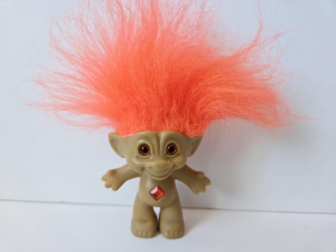 Vintage Treasure Troll Doll, Orange Hair, Orange Diamond Jewel Belly ...