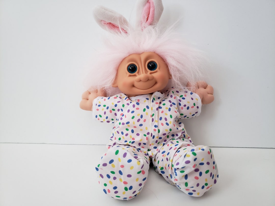 Vintage Russ Troll Doll, Easter Bunny, Pink Hair, Large 12 Trolls, Soft ...