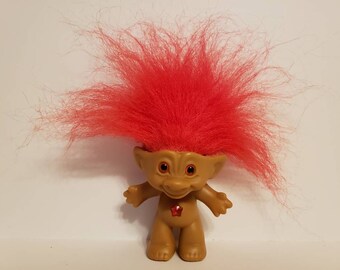 Vintage Ace Novelty Treasure Troll Doll Light Blue Hair Red | Etsy