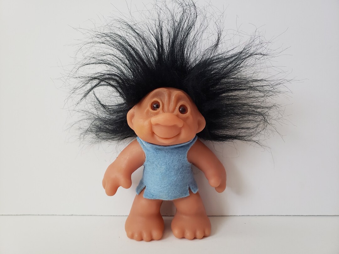 Vintage TH Dam Design Troll Doll, Made in Denmark, Black Hair, Blue ...