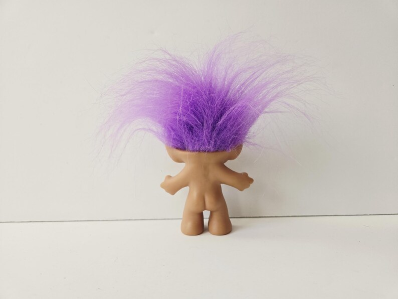 Vintage Ace Novelty Treasure Troll Doll Blue Eyes, Purple Hair, Purple ...