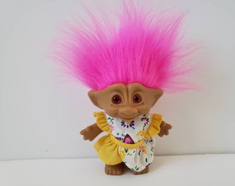 Vintage Ace Novelty Treasure Troll Doll Pink Hair Pink - Etsy