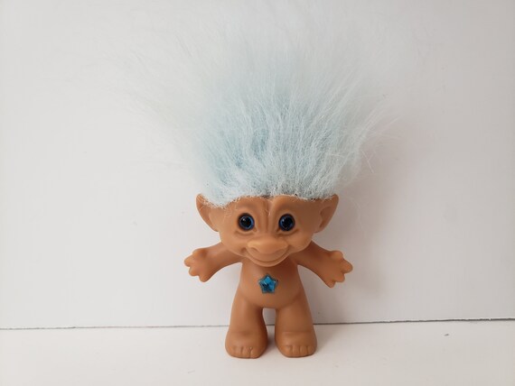 Vintage Ace Novelty Treasure Troll Doll Light Blue Hair Blue Eyes Blue Star Jewel 3 Wishstone Trolls Etsy Canada