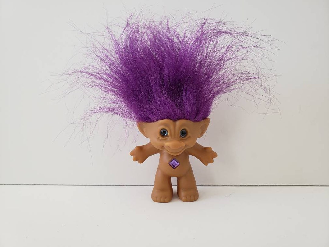 Vintage Ace Novelty Treasure Troll Doll Dark Purple Hair - Etsy