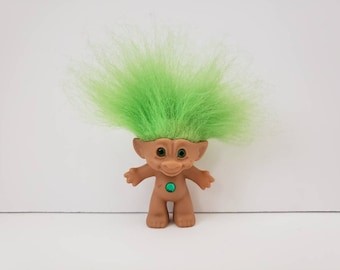 Vintage Ace Novelty Treasure Troll Doll Green Hair Green - Etsy