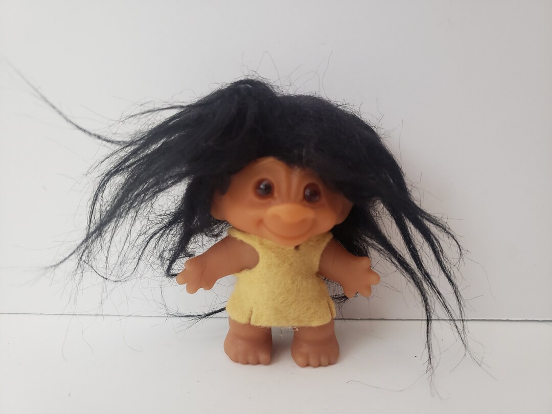 Vintage Troll Dam Doll 1960s, Black Hair, Orange Eyes, 2.5 Trolls, 60s ...