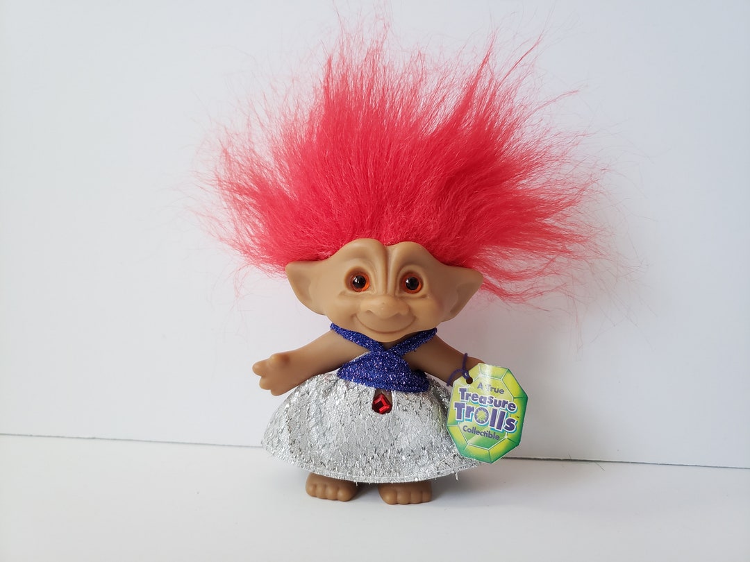 Vintage Ace Novelty Treasure Troll Doll, Orange Hair, Orange Diamond ...