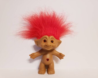 Vintage Ace Novelty Treasure Troll Doll Red Hair Red Star | Etsy