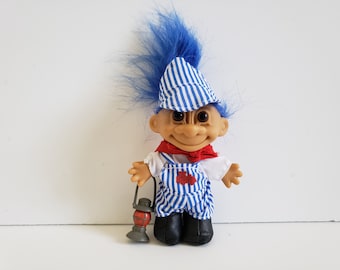 Vintage Ace Novelty Treasure Troll Doll, Purple Hair, Purple Circle ...