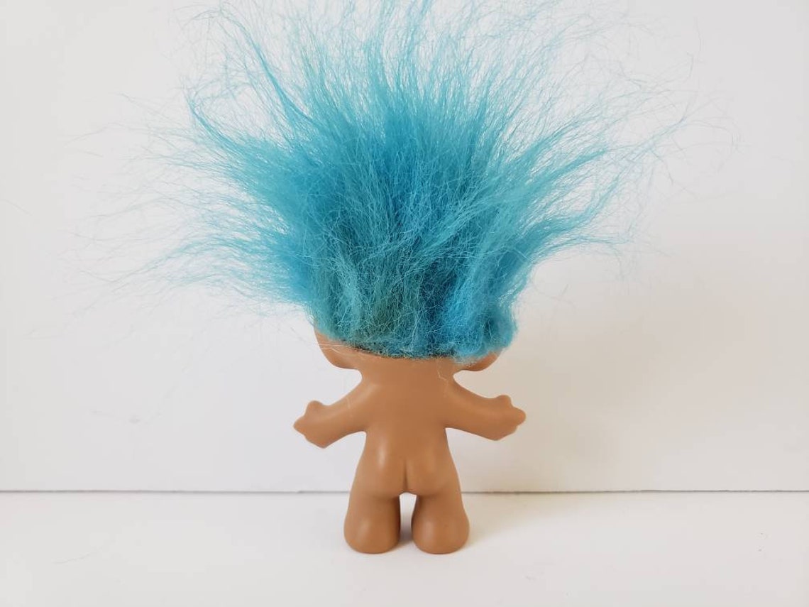 Vintage Ace Novelty Treasure Troll Doll Aqua Blue Hair Pink - Etsy