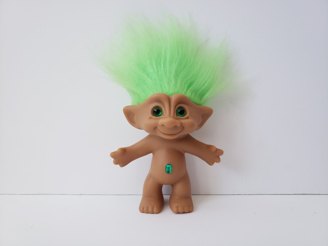Vintage Ace Novelty Treasure Troll Doll Green Hair Green - Etsy