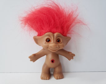 Vintage Ace Novelty Treasure Troll Doll, Green Hair, Green Star Jewel ...