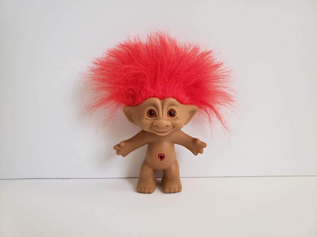 Vintage Ace Novelty Treasure Troll Doll, Red Hair, Red Star Jewel ...