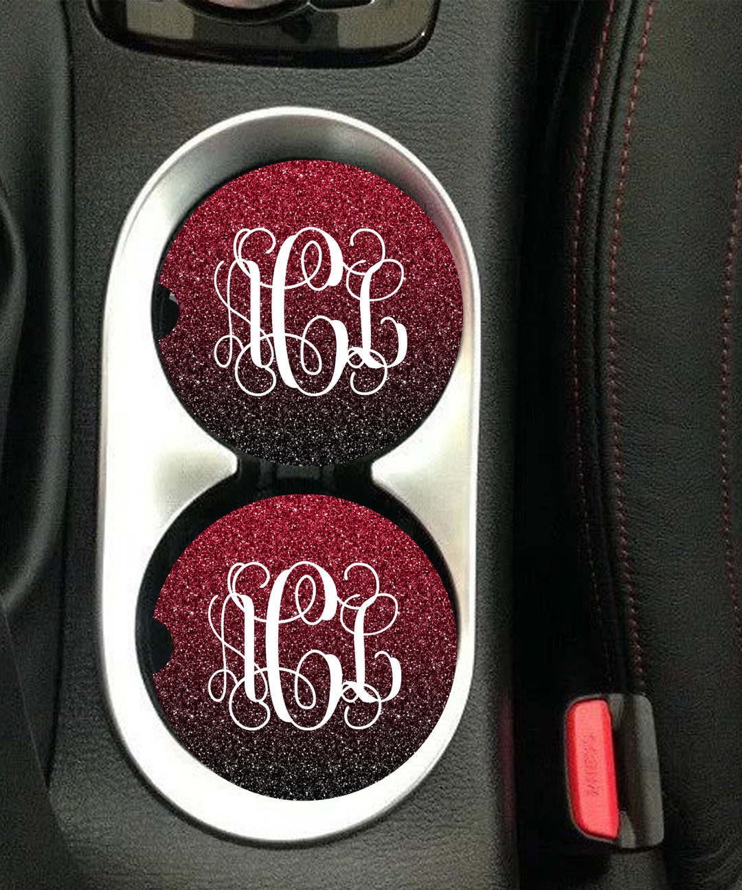 Red Black Ombre Personalized Car Coaster Monogrammed Ombre Car Coaster ...