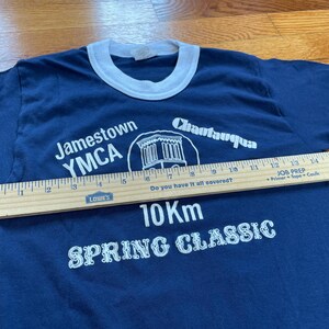 70s Pizza Hut and Pepsi Sponsored Running Ringer T-shirt Rare Vintage Jamestown Ymca 10km ...